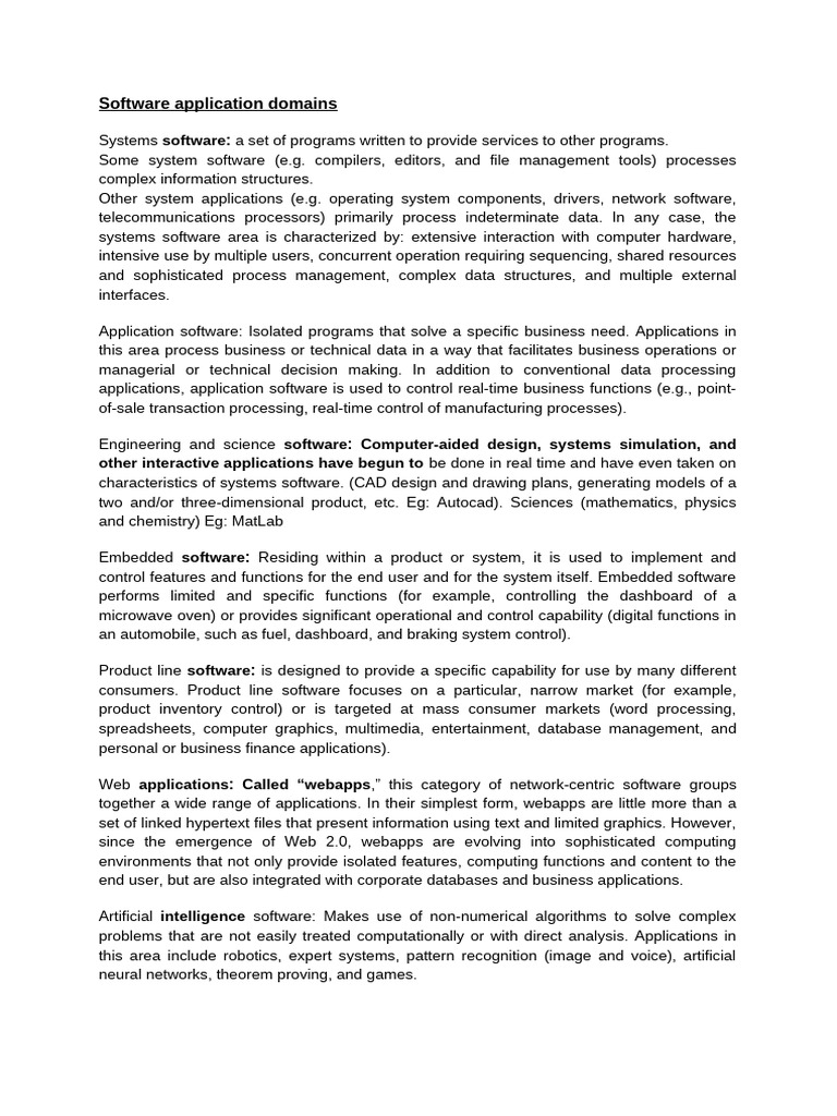 Software Application Domains Guide | PDF | Computer Aided Design | System