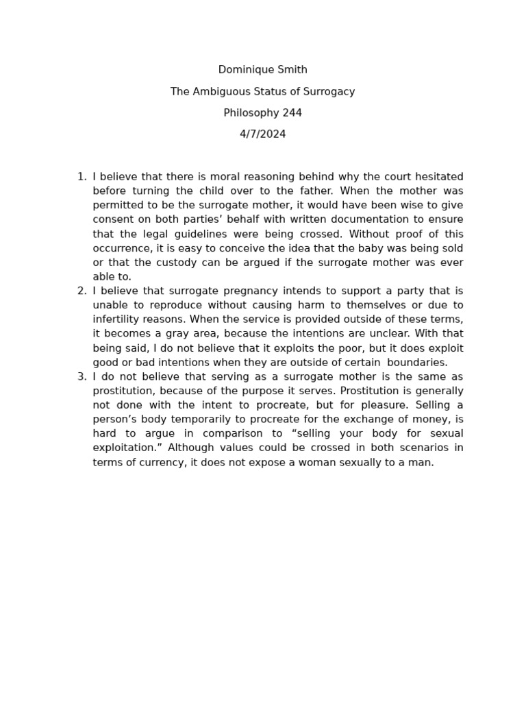 Dominique Smith Surrogacy | PDF