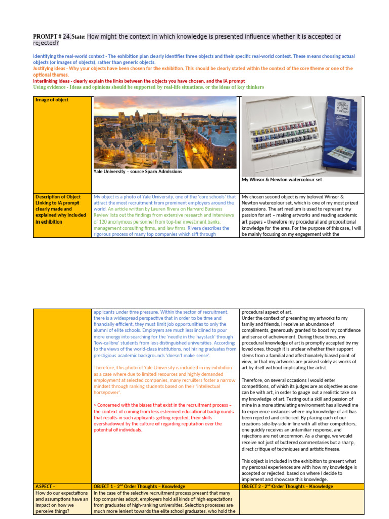 Connecting Objects To Template - IB TOK | PDF | Knowledge | Evidence