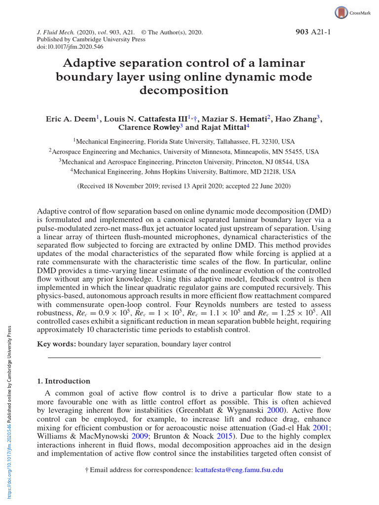 Div Class Title Adaptive Separation Control Of A Laminar Boundary Layer