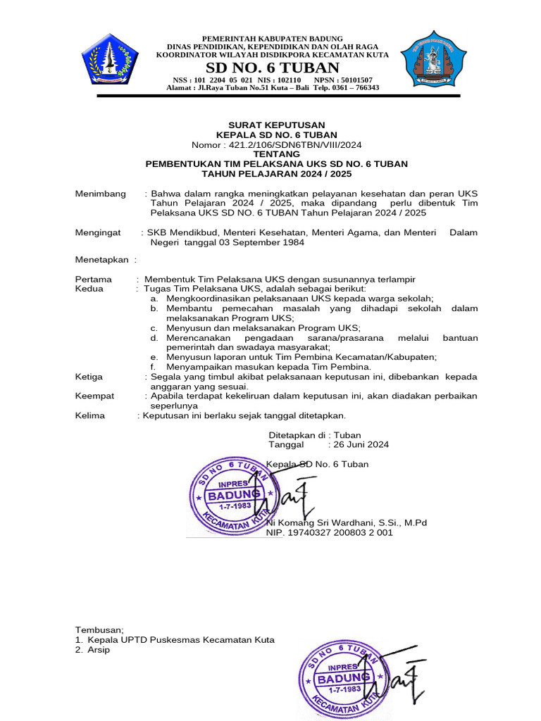 SK Tim Uks 2024 2025 | PDF