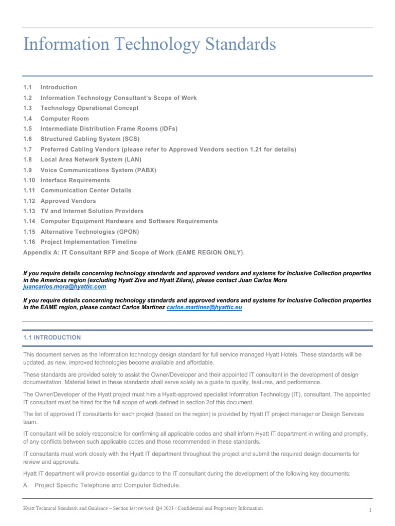 Hyatt IT Standards and Guidelines 2023 | PDF | Specification (Technical ...
