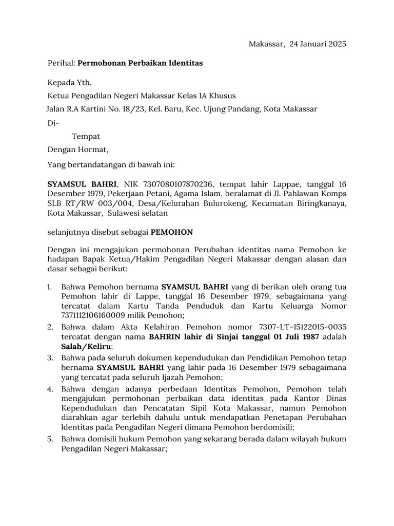 Syamsul Bahri-Perubahan Identitas | PDF
