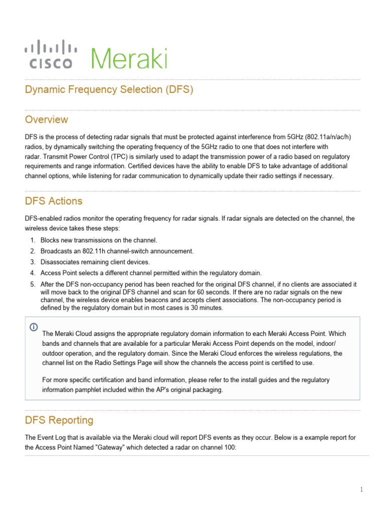 Dynamic Frequency Selection (DFS) | PDF | Wireless Access Point | Radio