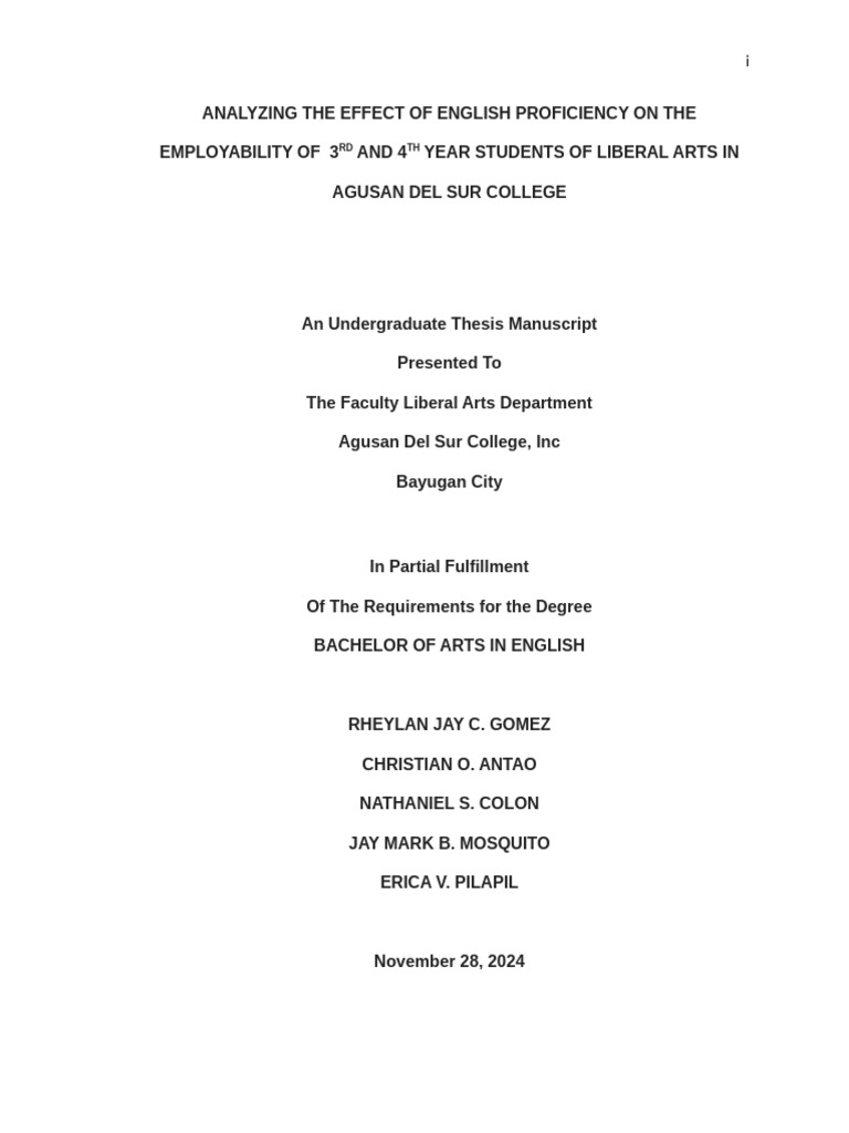 Final Thesis Manuscript New | PDF | Nonverbal Communication | Language Acquisition
