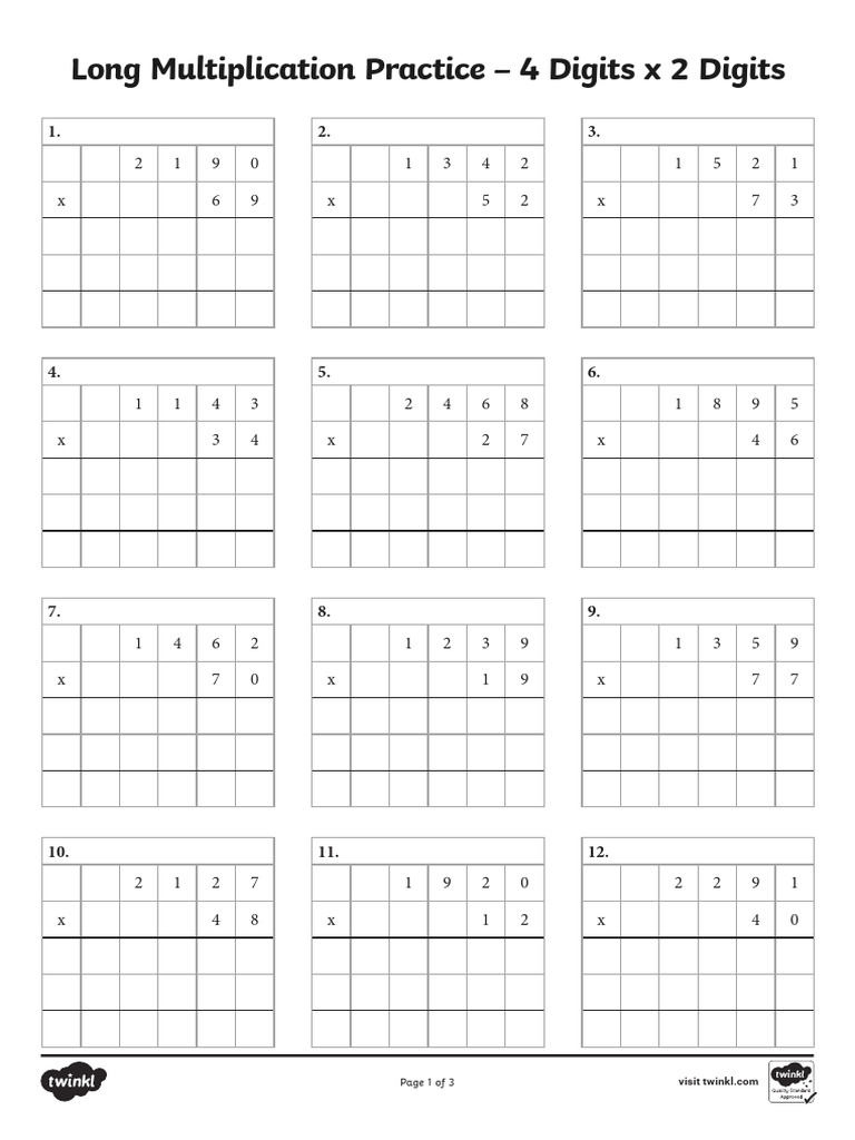 long-multiplication-practice-4-digits | PDF