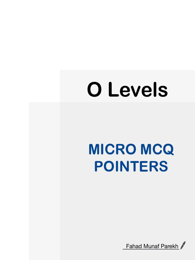O Level Eco MCQS Pointer by Fahad Munaf Parekh | PDF | Demand | Elasticity (Economics)