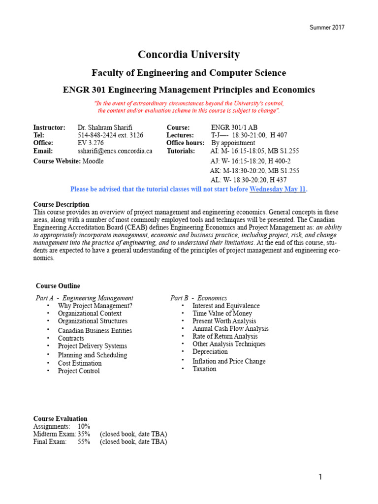 ENGR 301 Outline, Summer 2017 | PDF | Engineer | Knowledge