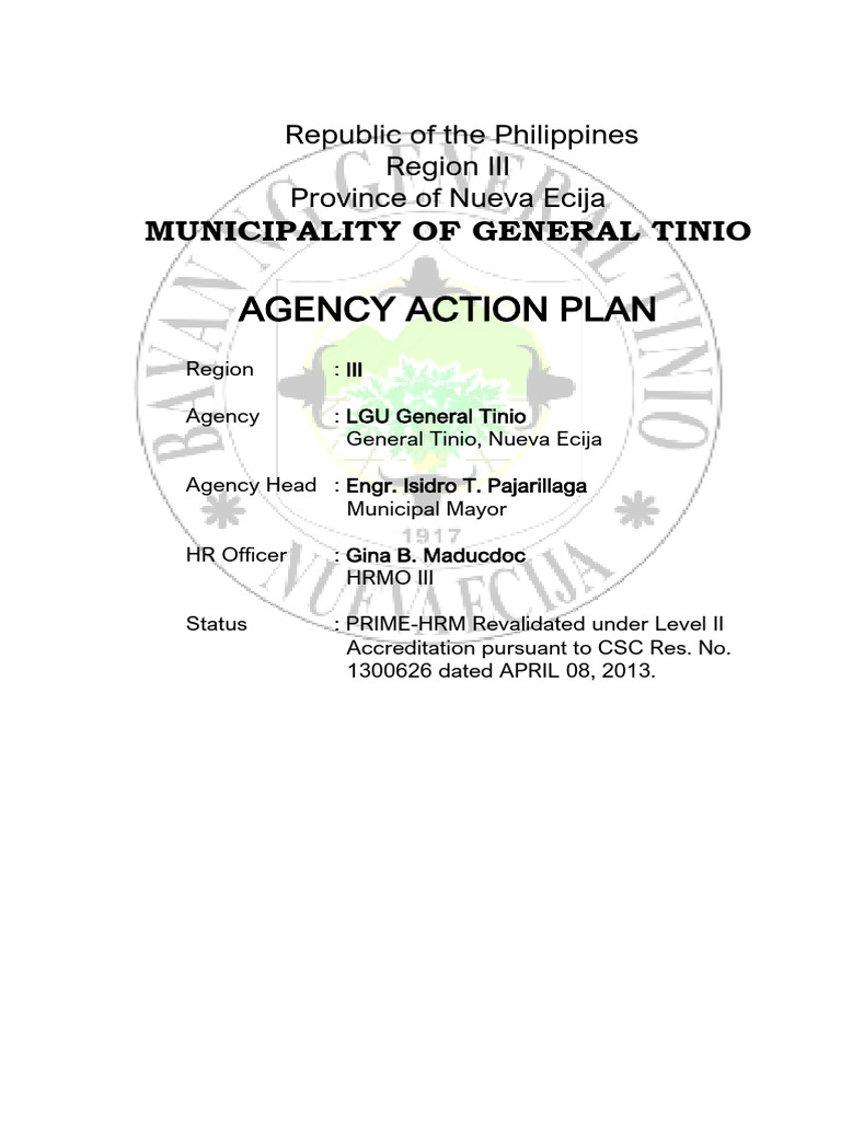 LGU GENERAL TINIO PRIME HRM ACTION PLAN (L&D and R&R) | PDF | Human Resource Management | Human ...
