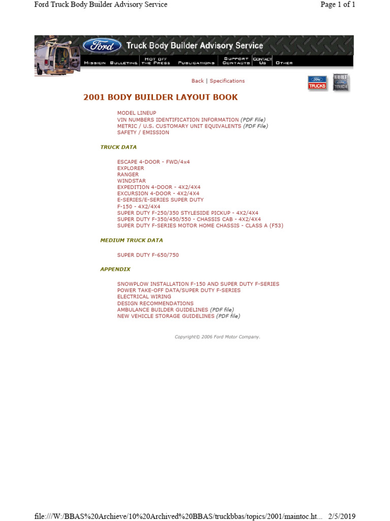 F Series BBLB 2001 | PDF | Ford F Series | Truck