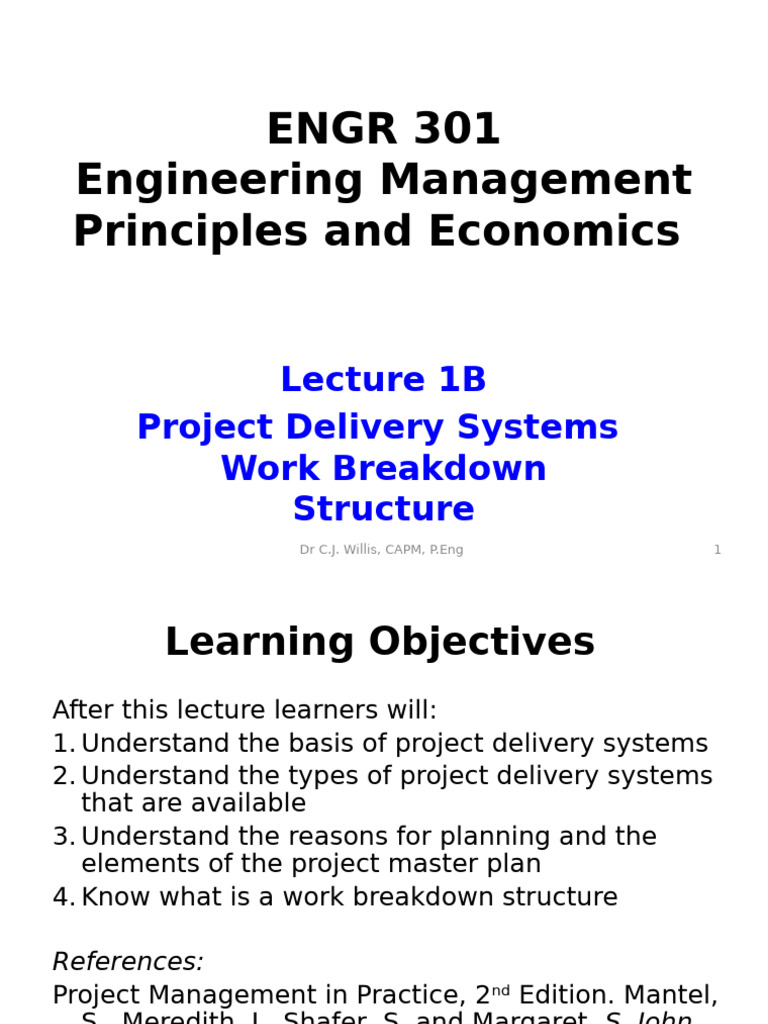 Project Delivery Systems And Wbs Overview Pdf