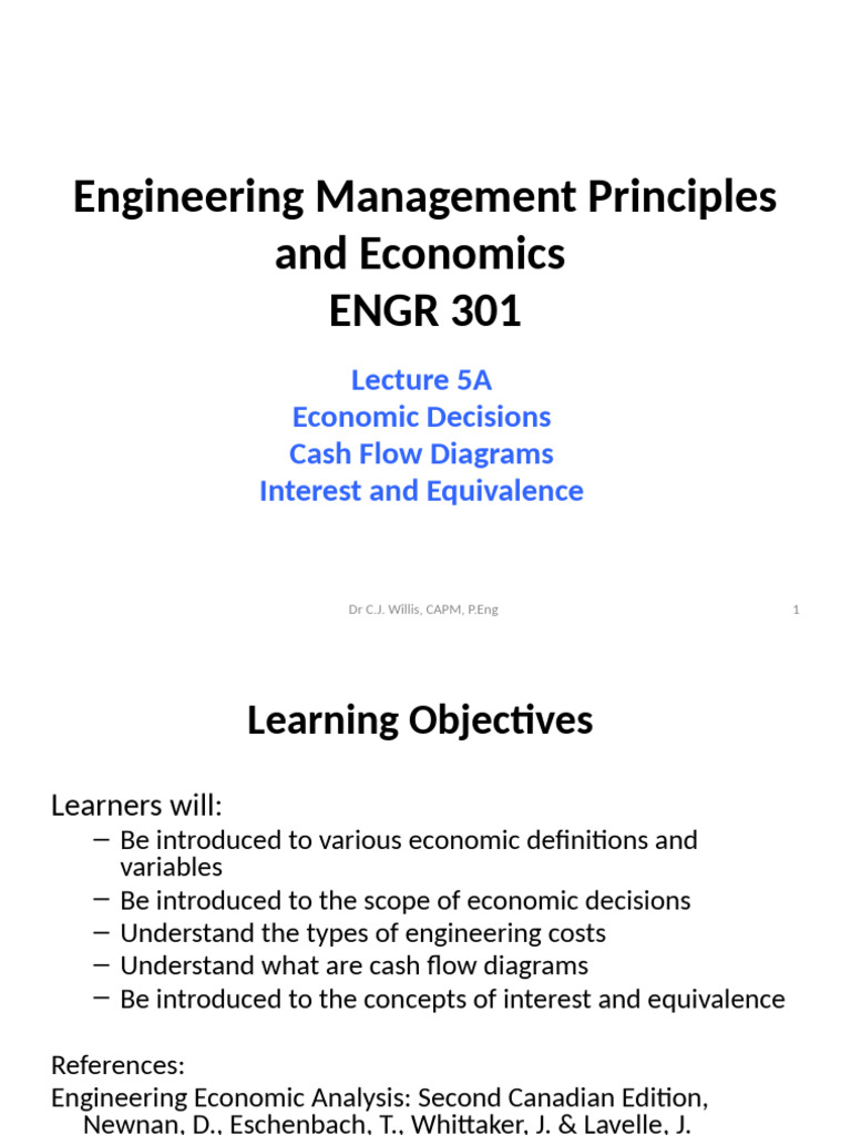 Lecture 5 - Basics of Engineering Economics | PDF | Interest | Time ...