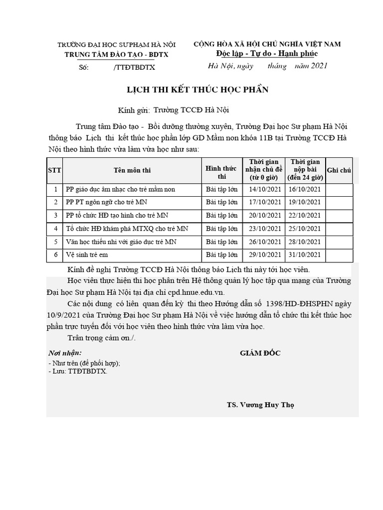 Trường Tccđ Hà Nội - gd Mầm Non - 11b - - đợt 2 | PDF