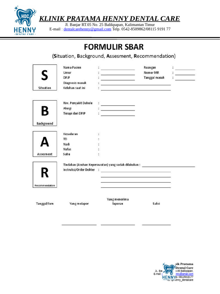 New Formulir SBAR | PDF