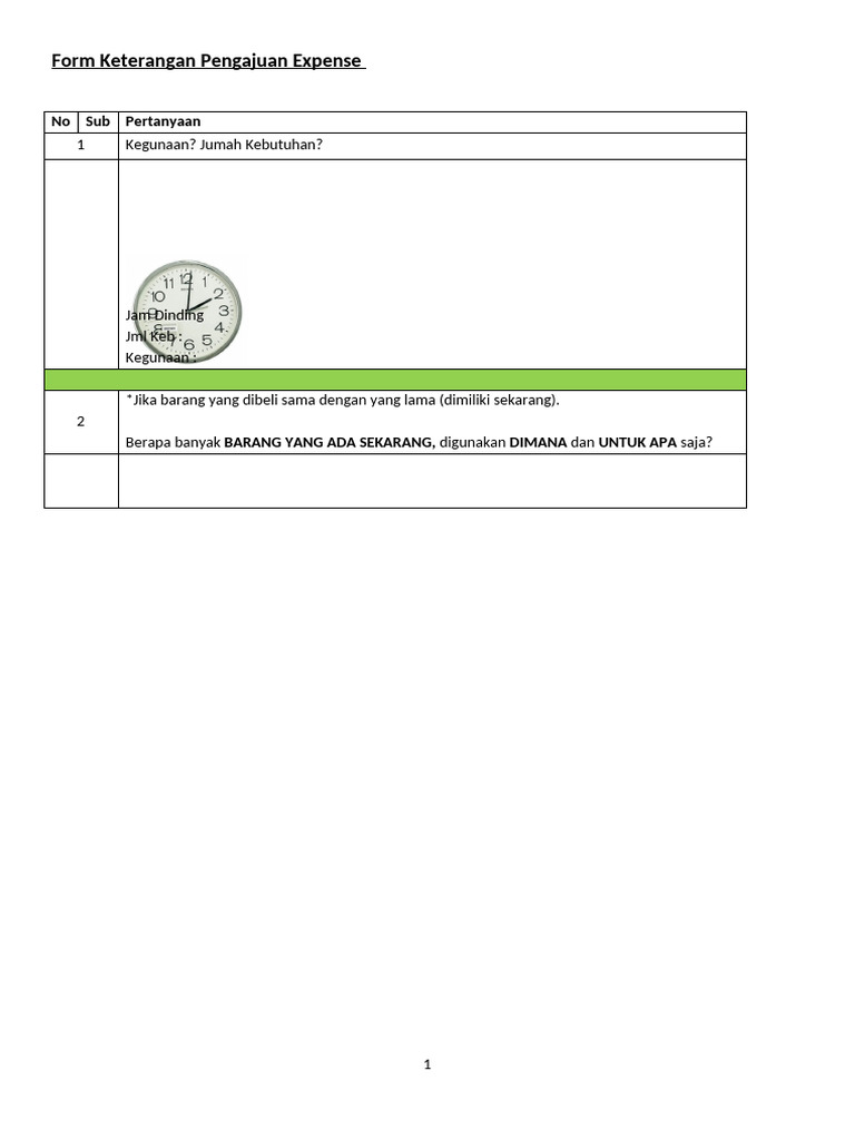 form pengajuan Exp Jam Dinding | PDF