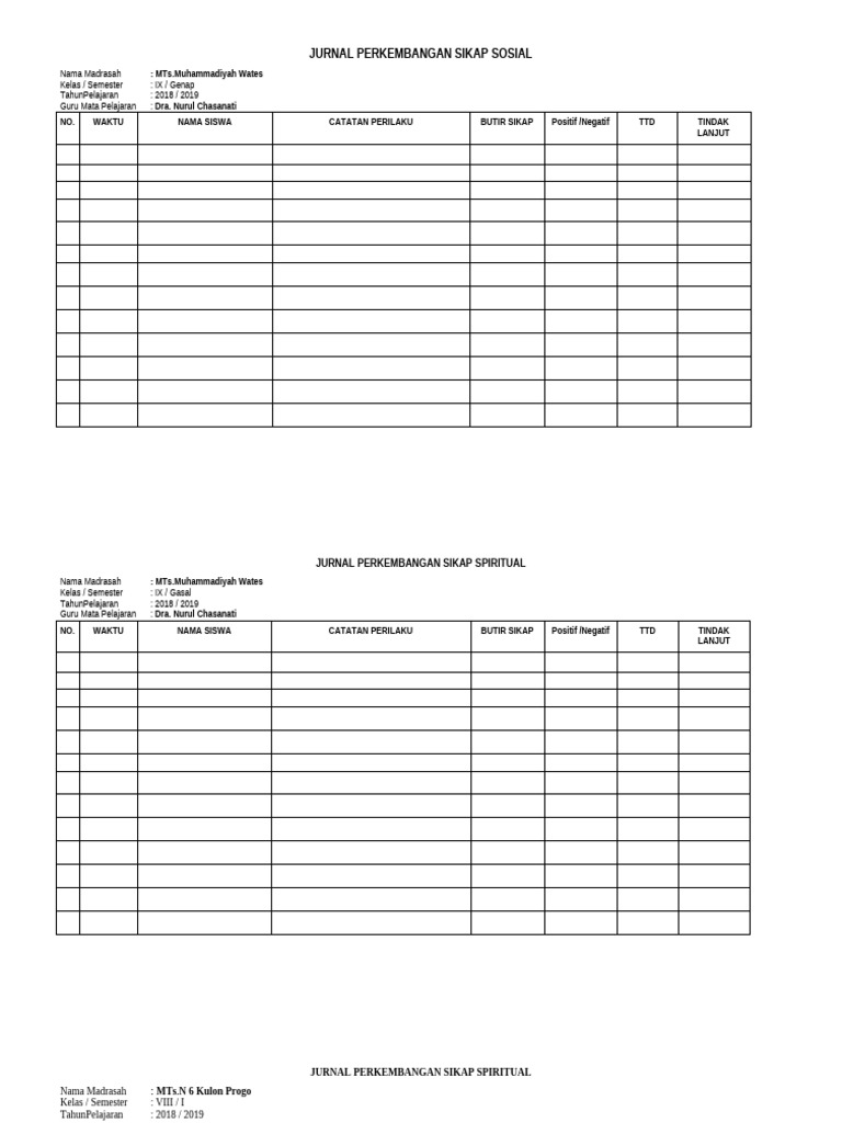 Format Program Penilaian Sikap 2019 | PDF