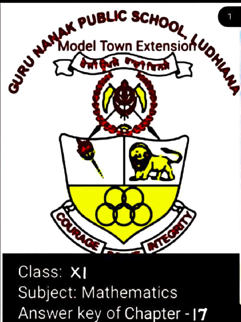 CLASS XI MATHS Ch17 ANSWER KEY | PDF