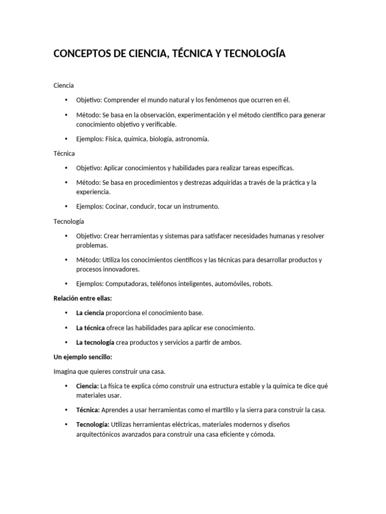 Ciencia, Técnica y Tecnología: Conceptos Clave | PDF