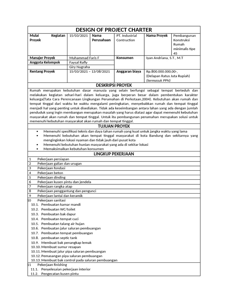 Project Charter - Faris 10319015 | PDF