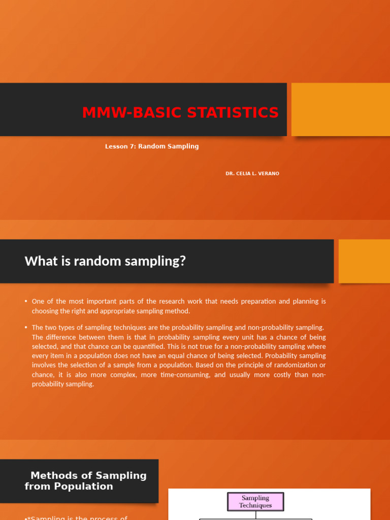 Mmw Stat Lesson 7 | PDF | Sampling (Statistics) | Survey Methodology
