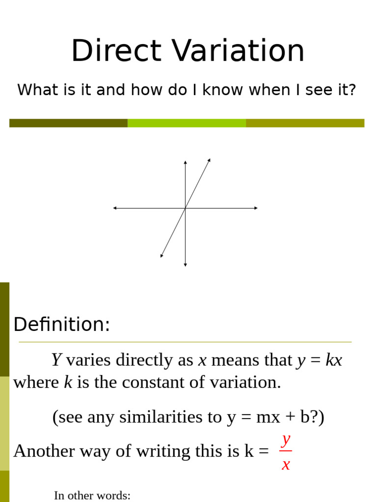 Direct Variation- Math 9 | PDF | Applied Mathematics | Mathematics