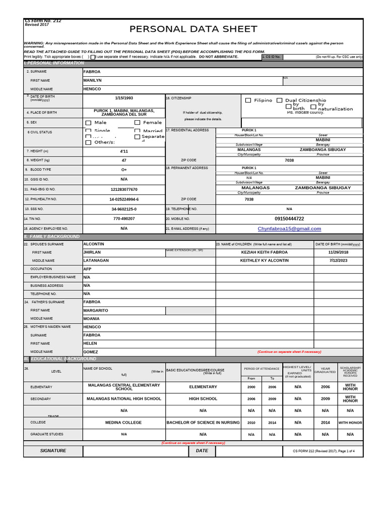 CS Form No (Autosaved) - Copy | PDF | Government | Justice