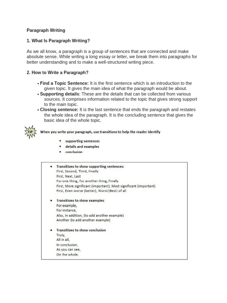 Paragraph Writing | PDF