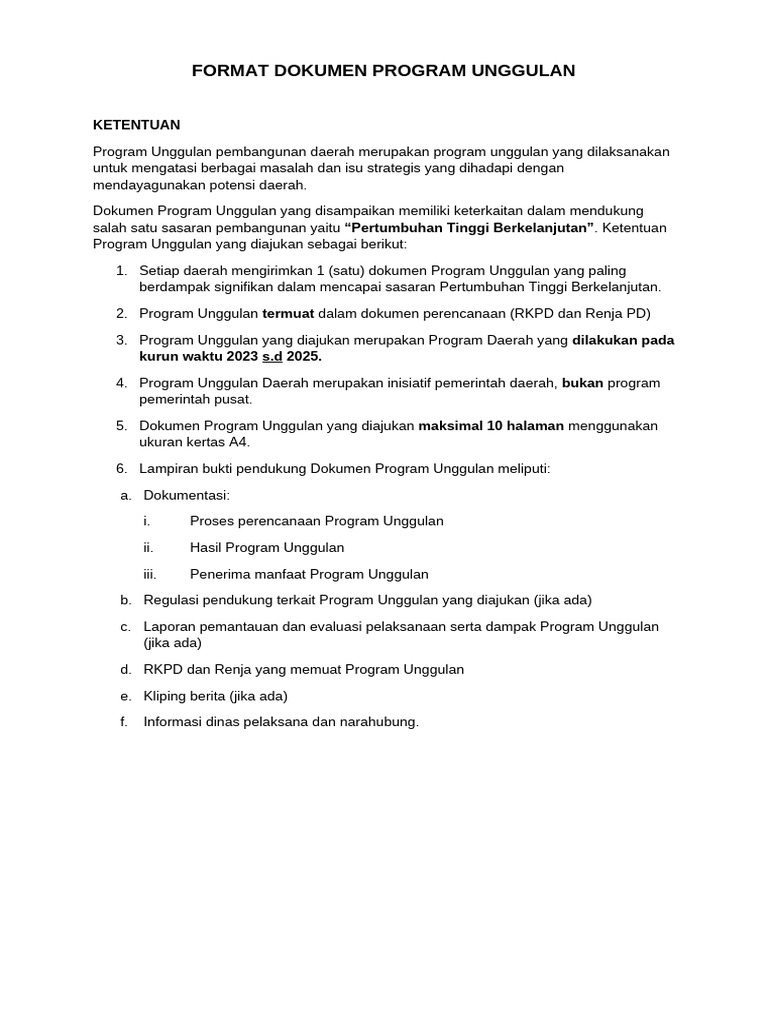 Format Dokumen Program Unggulan | PDF