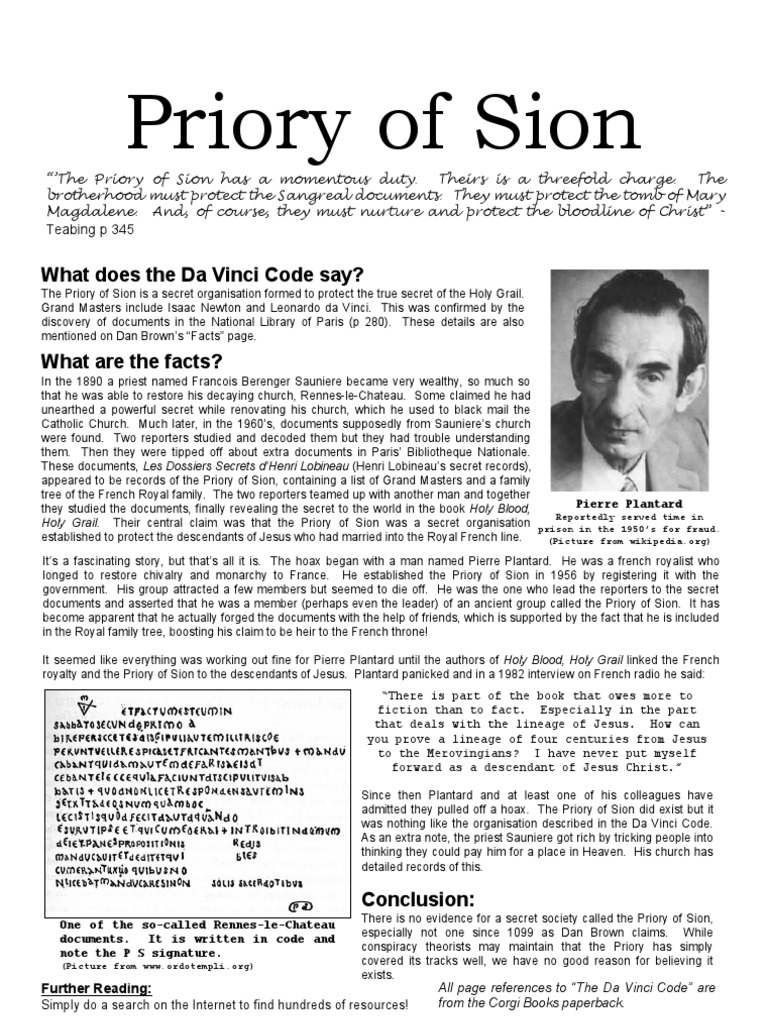 Priory of Sion | PDF | Jesus Bloodline | Bible