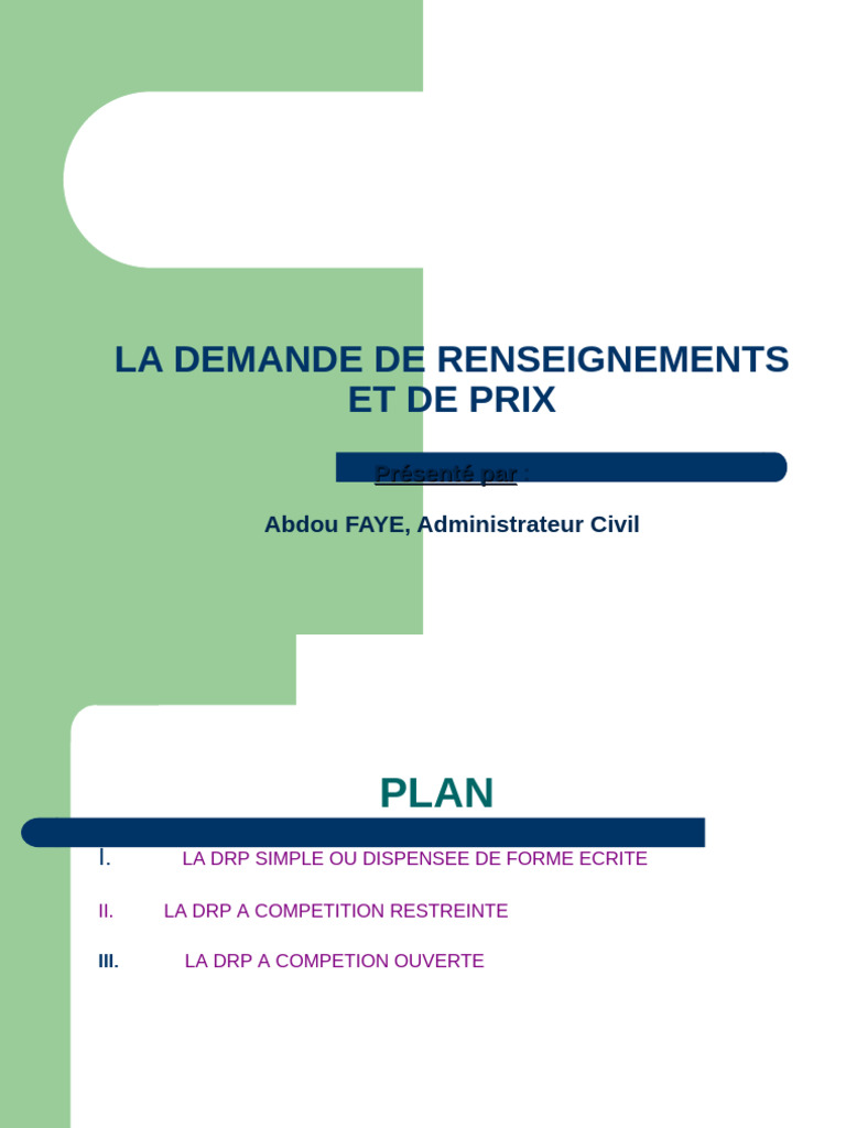 LA DEMANDE DE RENSEIGNEMENTS ET DE PRIX Marchés Publics Sénégal | PDF ...