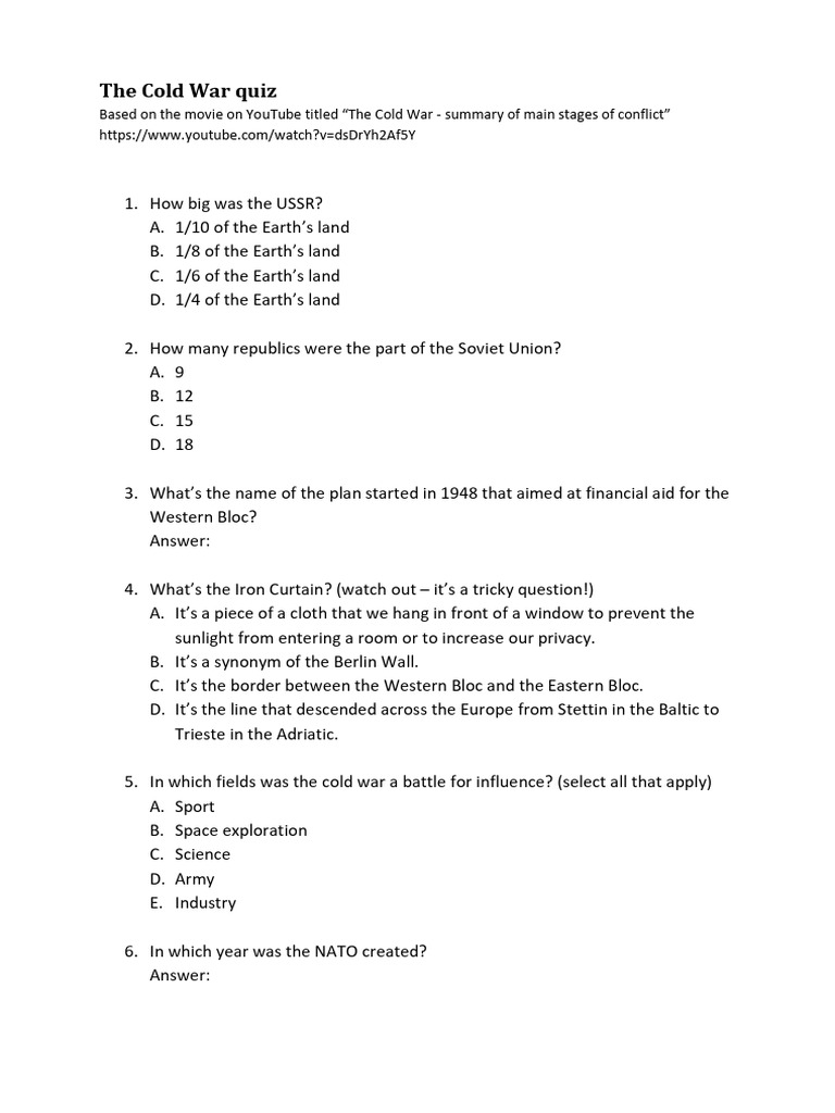 The Cold War Quiz (2019) | PDF