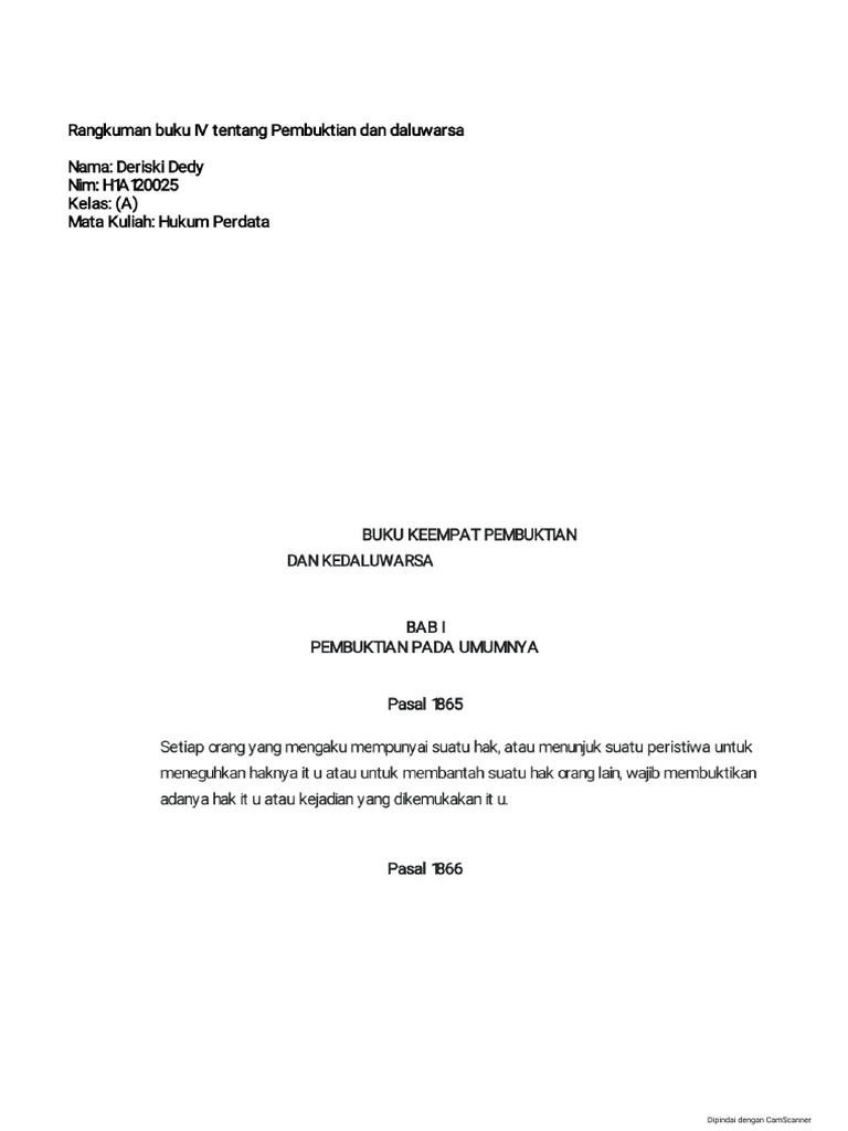 Deriski Dedy - H1A120025 HUKUM PERDATA | PDF