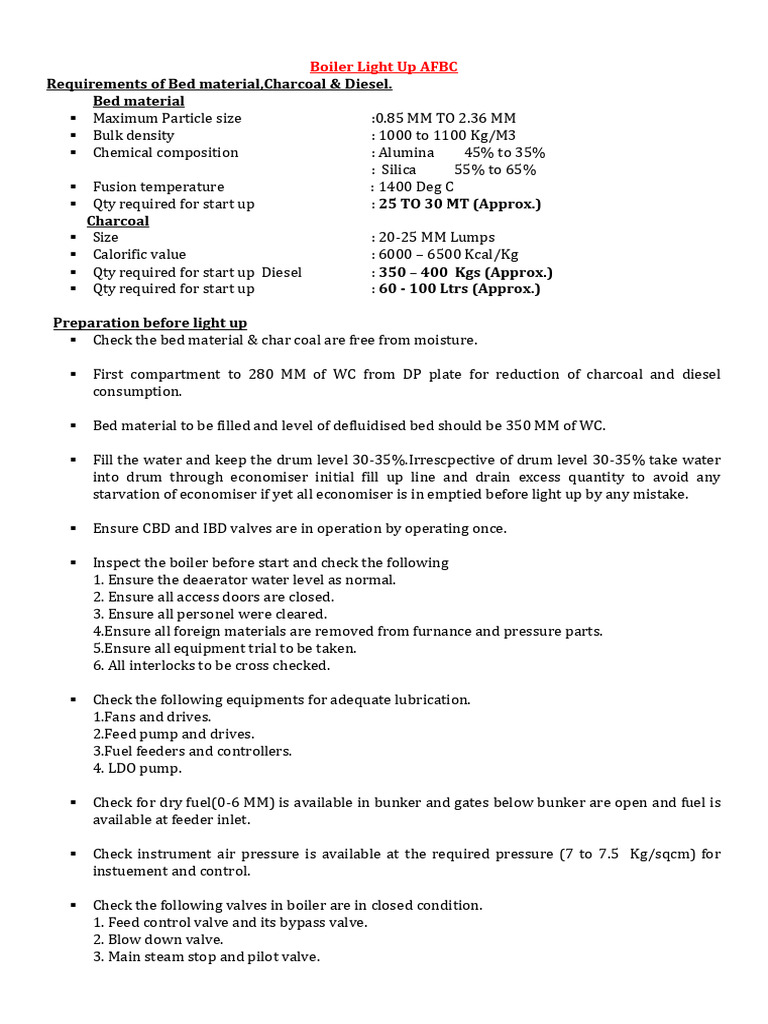 AFBC LIGHT UP | PDF | Boiler | Valve