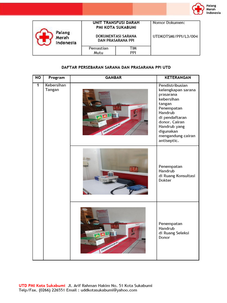 Dokumentasi Sarpas Kebersihan Tangan UTD | PDF