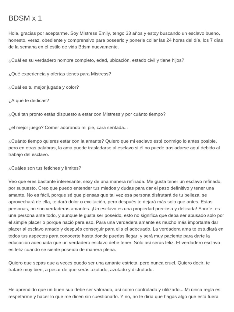 Formato Legítimo de BDSM | PDF | Bdsm | Esclavitud