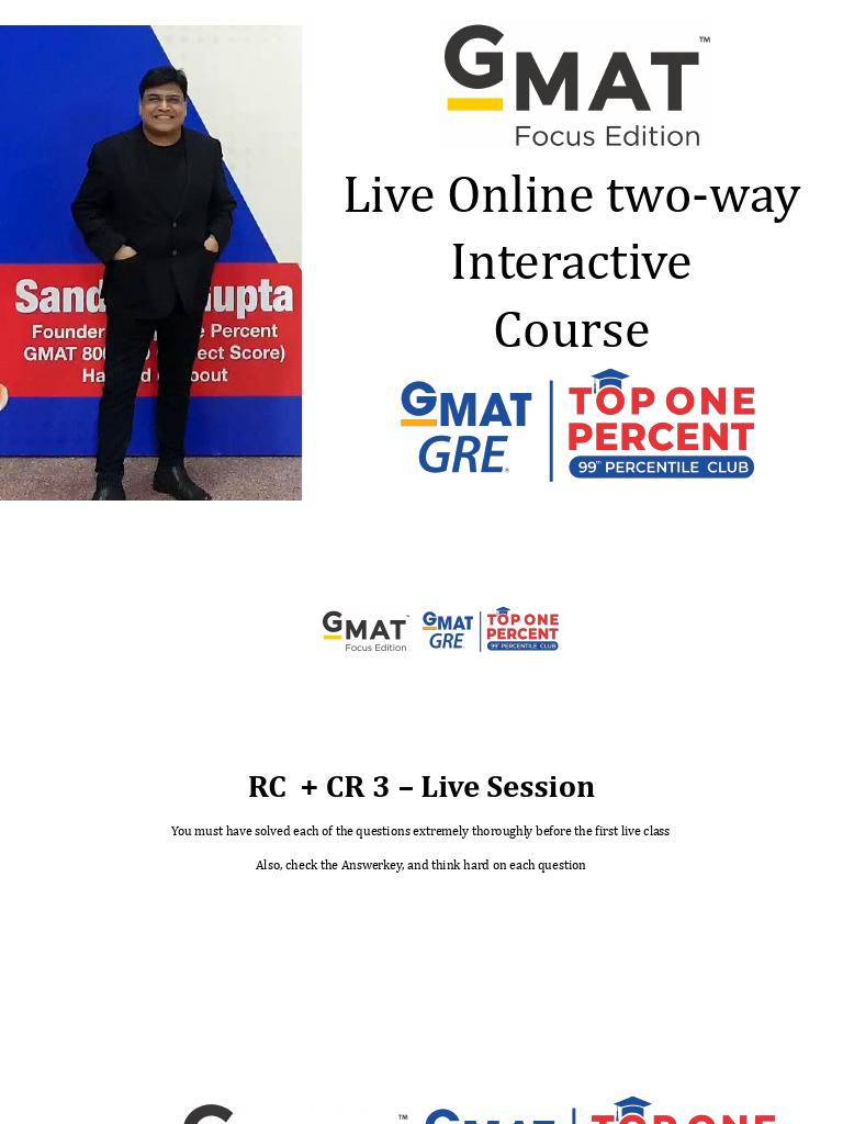GMAT Focus Edition RC + CR Session 3 | PDF | Bipedalism