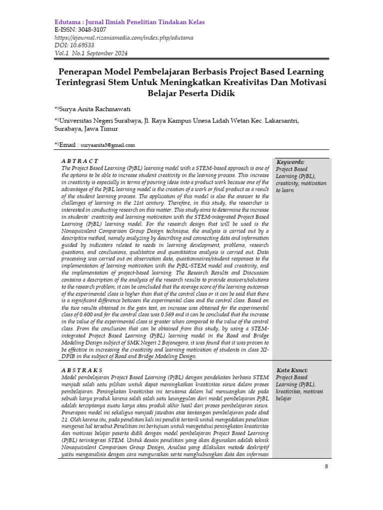 PjBL-STEM 2024 Rachmawati | PDF