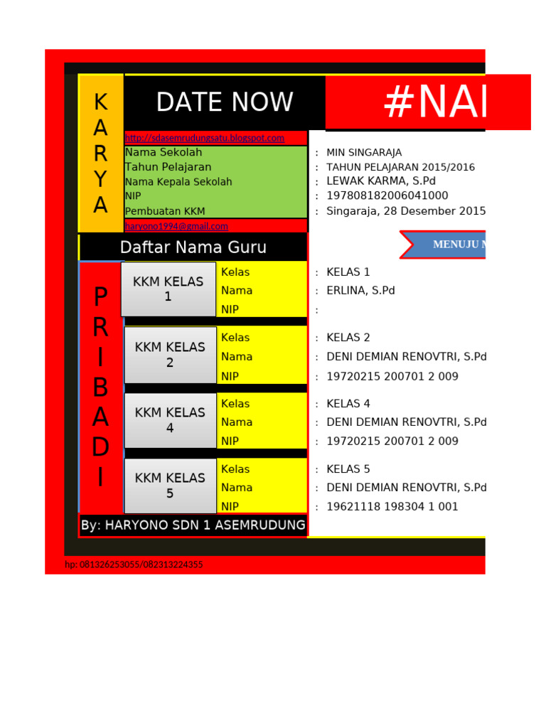 Aplikasi Kkm Kk 13 Kelas 1 | PDF