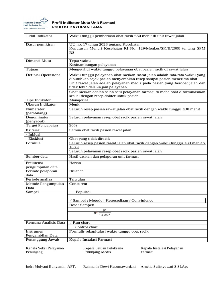 Contoh Profil Indikator | PDF