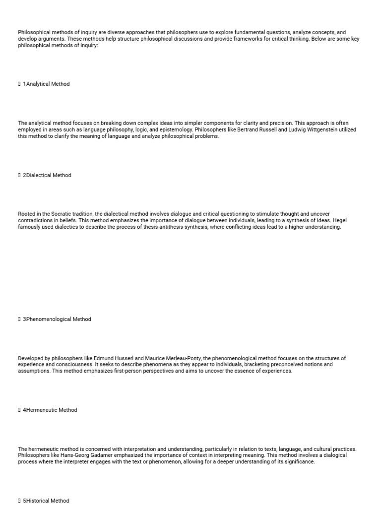 Key Philosophical Inquiry Methods | PDF | Pragmatism | Logic
