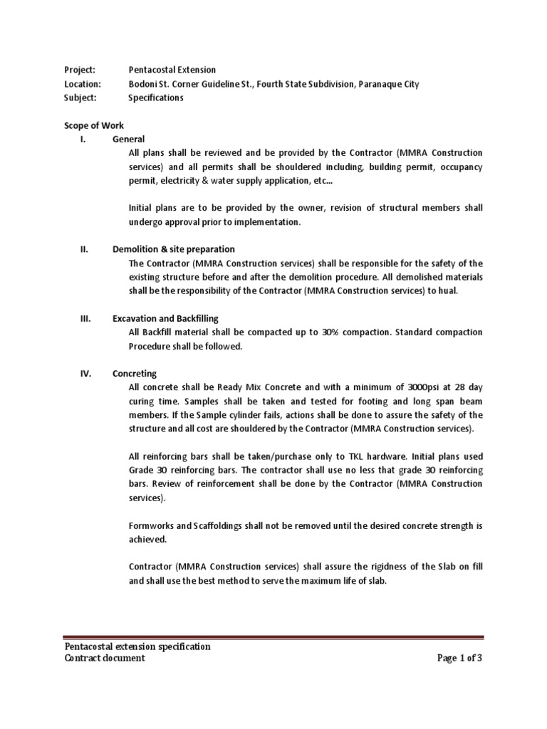 Sample Specification | Download Free PDF | Tile | Framing (Construction)