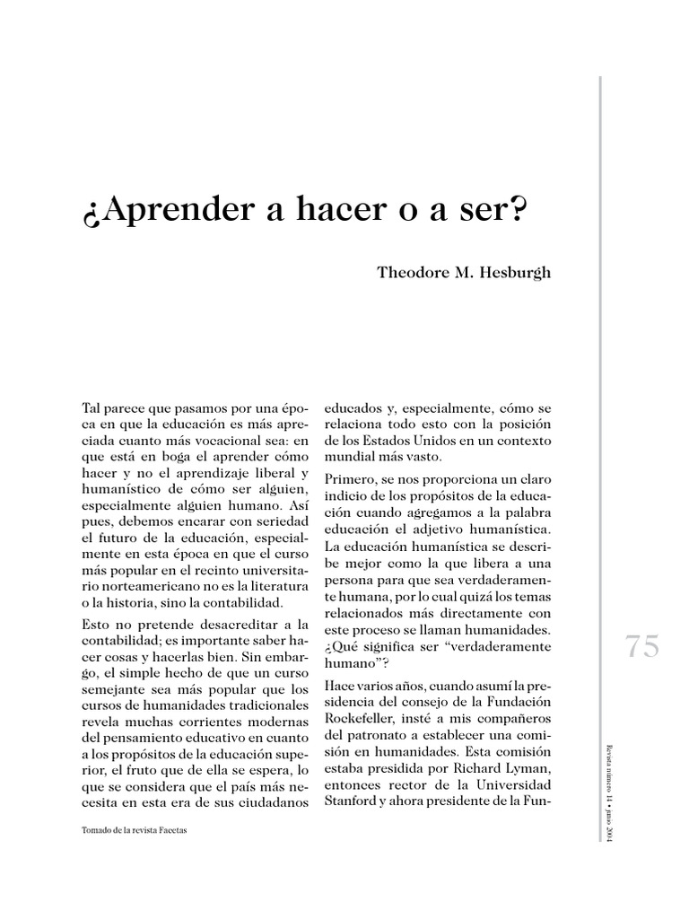 Aprender A Hacer o A Ser | PDF | Mente | Humanidades