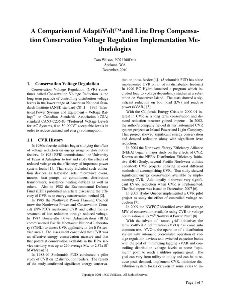 AdaptiVolt™ Vs LDC CVR | PDF | Electric Power Distribution | Electric ...