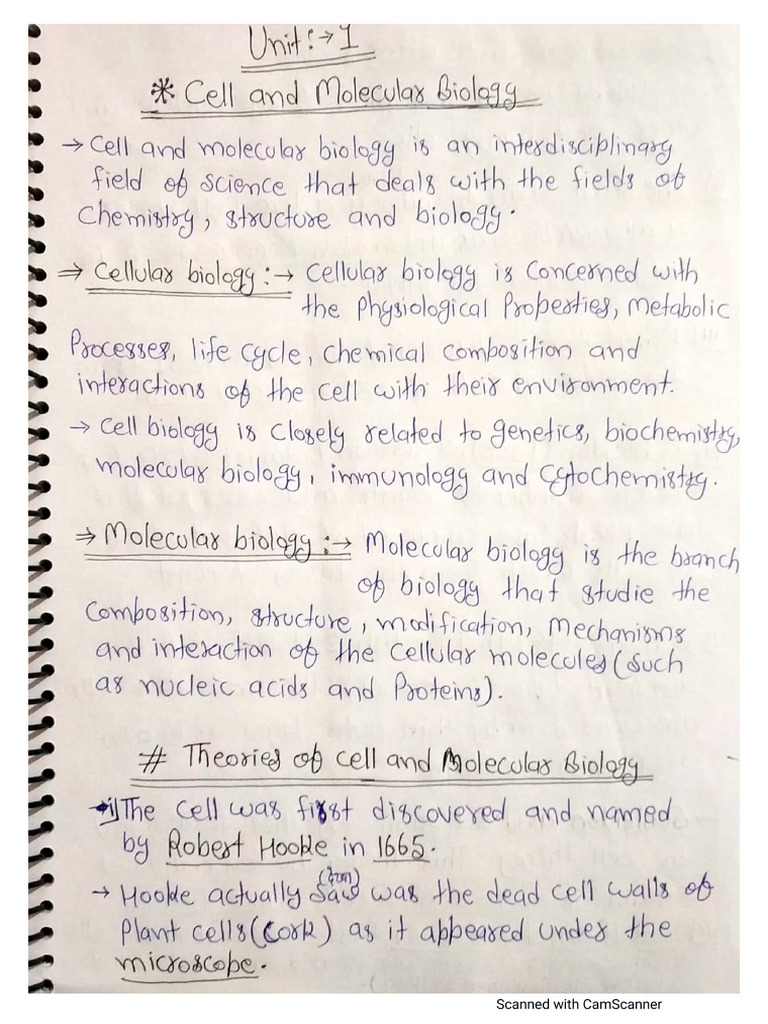 Cell and Molecular Biology (Unit-1,2,3,4) | PDF