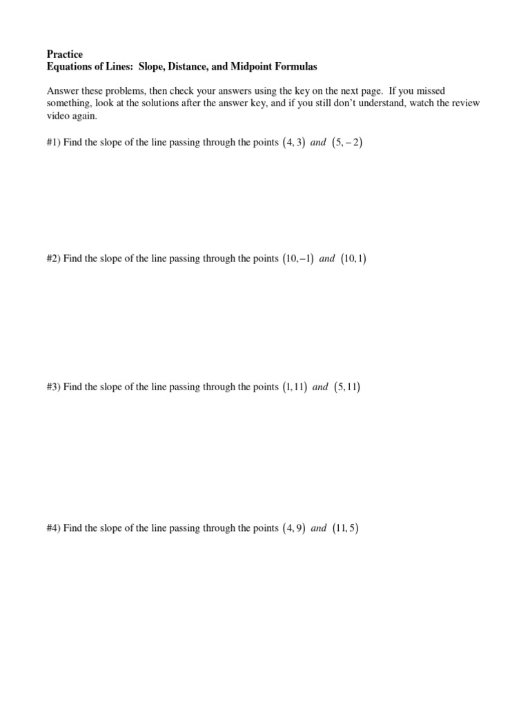 Practice Lines Formulas | PDF
