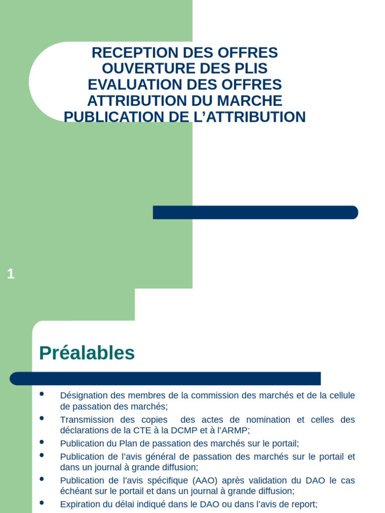 Ouverture et évaluation des plis publics | PDF