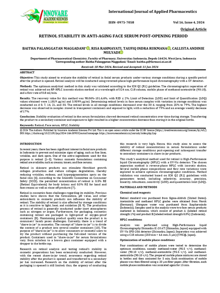 retinol 2 | PDF | High Performance Liquid Chromatography | Detection Limit