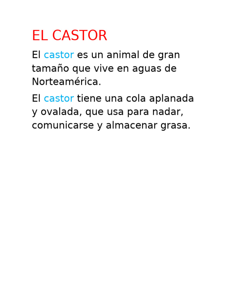 EL CASTOR, Clase para 1ro A y B Primaria 13-01-2025 | PDF