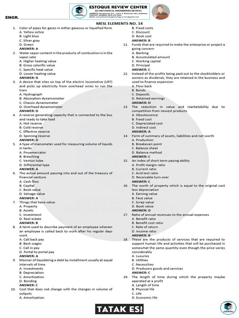 MESL-ELEMENTS-NO.14 | PDF | Book Value | Velocity