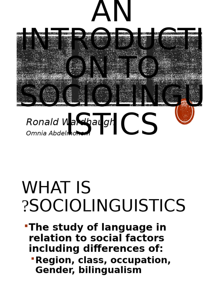 1 An Introduction To Sociolinguistics 110840 | PDF | Sociolinguistics | Linguistics